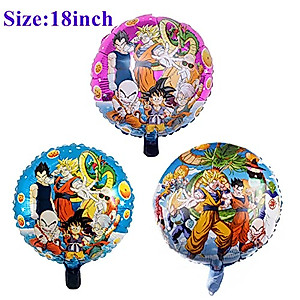50Pcs Dragon Anime Party Decorations,Dragon Anime Party Banner,Super Saiyan Foil Balloon, Latex Balloon, Cupcake Topper and Cake Topper, Gokuing Party Supplies for kids