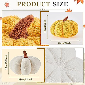 Juexica 6 Pcs 3 Pcs Halloween Stuffed Pumpkin Fluffy Plush Toy 3D Shaped Decorative Thanksgiving Pillow Soft Cute Throw Kids Toddlers Babies, 11 Inches, 7 Inches (Retro Color)