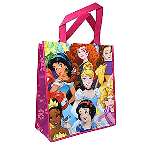 Disney Princess Tote Bag Set for Kids, Adults - 4 Pc Large Princess Reusable Grocery Bags with Disney Sofia the First Stickers (Princess Party Supplies)