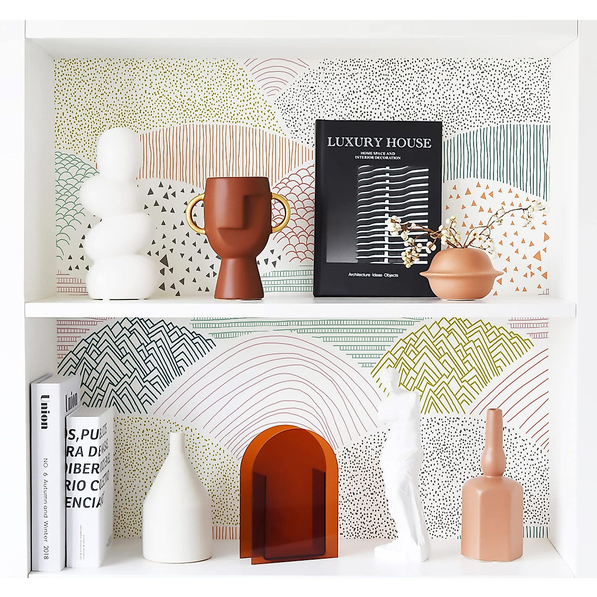 Toduso Peel and Stick Wallpaper Dot/Line Contact Paper Pink Wallpaper 15.5''x78.7'' Removable Self-Adhesive Wallpaper Room Decor Wall Covering Vinyl Rolls