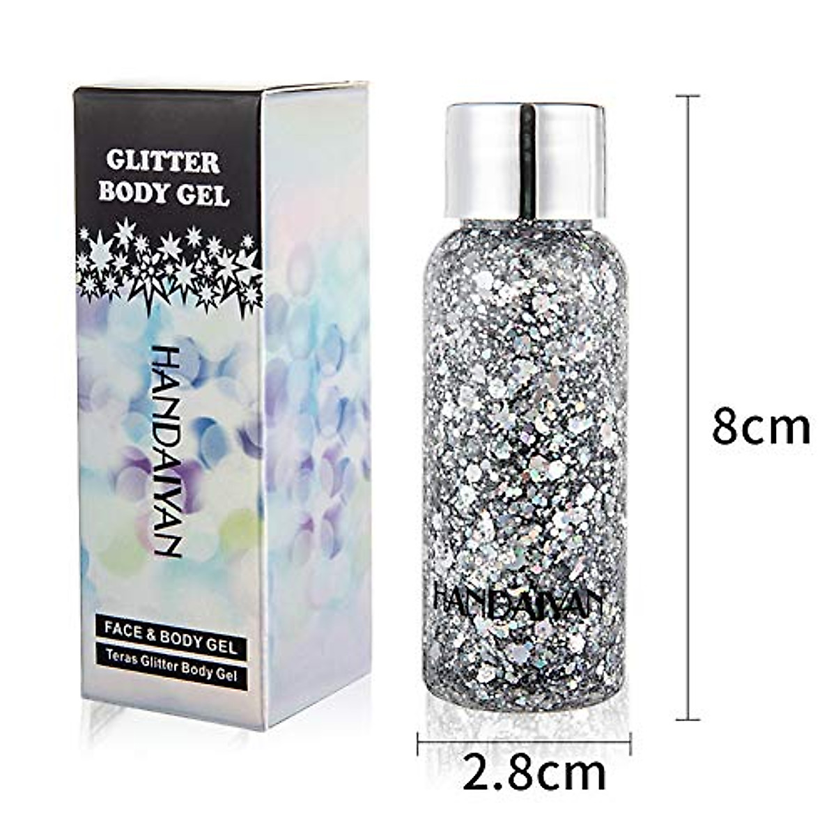 GL-Turelifes Mermaid Sequins Chunky Glitter Liquid Eyeshadow Glitter Body Gel Festival Glitter Cosmetic Face Hair Nails Makeup Long Lasting Sparkling 30g (#09 White)