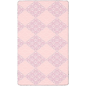 Damask Themed Fitted Crib Sheet,Standard Crib Mattress Fitted Sheet Soft & Stretchy Fitted Crib Sheet - Baby Sheet for Boys Girls,28“ x52“,Peach Pink