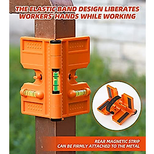 RONGPRO Magnetic Post Level, Folding Magnetic Post Level with Elastic Loop for Hands-free Work