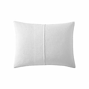 Vera Wang - Queen Comforter Set, Luxury Cotton Bedding with Matching Shams, Medium Weight & Ideal for All Seasons (Waffle Pique Queen, White)