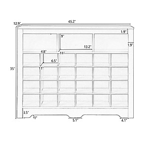 Linique 24 Shoe Cubby Console,Modern Shoe Cabinet Storage with Curved Base,Versatile Sideboard Shoe Organizer for Hallway,Bedroom,Living Room,Black