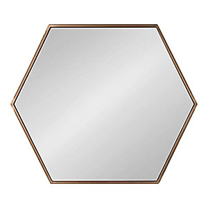 Kate and Laurel McNeer Modern Wall Mirror, 22 x 25, Bronze, Geometric Hexagon Mirror for Wall