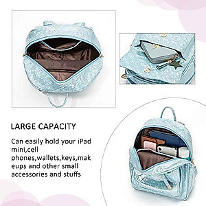 KL928 Girls Mini Backpack Purse Bowknot Cute PU leather Casual Travel Daypacks for Women (Blue)