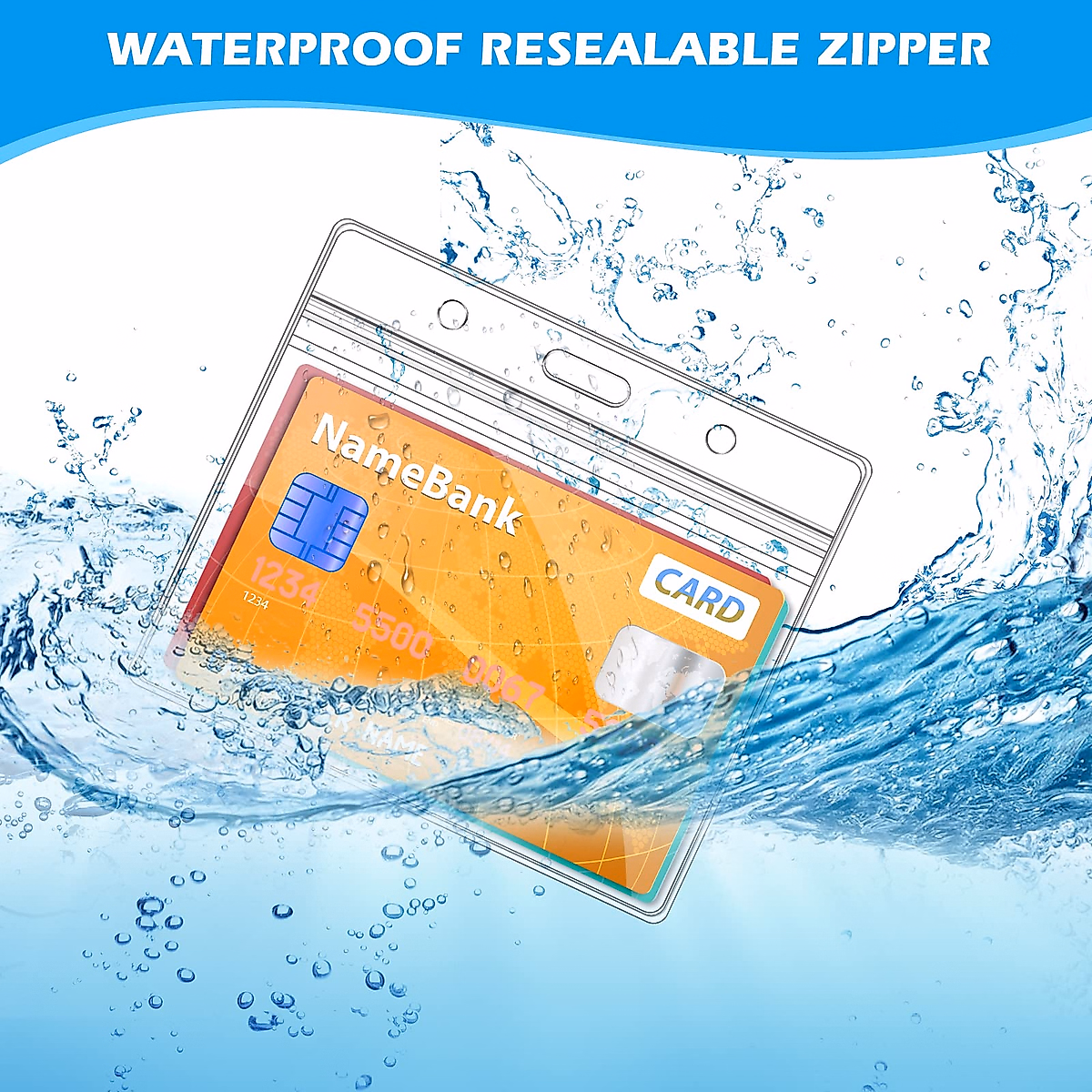 100 Sets Badge Holders and Metal Clips Clear Horizontal Name Tag ID Card Holder with Clip Waterproof ID Badge Holder with Metal Clips