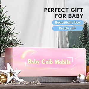 FEISIKE Baby Crib Mobile for Girls Boys with 3 Modes Digital Musical Motor（Rotating Only, Music Only, Rotating & Music, 35 Lullabies, Pink Elephant Nursery Mobile, Knob Type