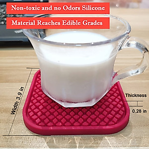 Silicone Coasters 6-Piece Absorbent Beverage Coasters with Standing Coasters Non-Slip, Non-Stick Tray Outdoor Coasters for Patio Table NEWMCURY(Red)+1
