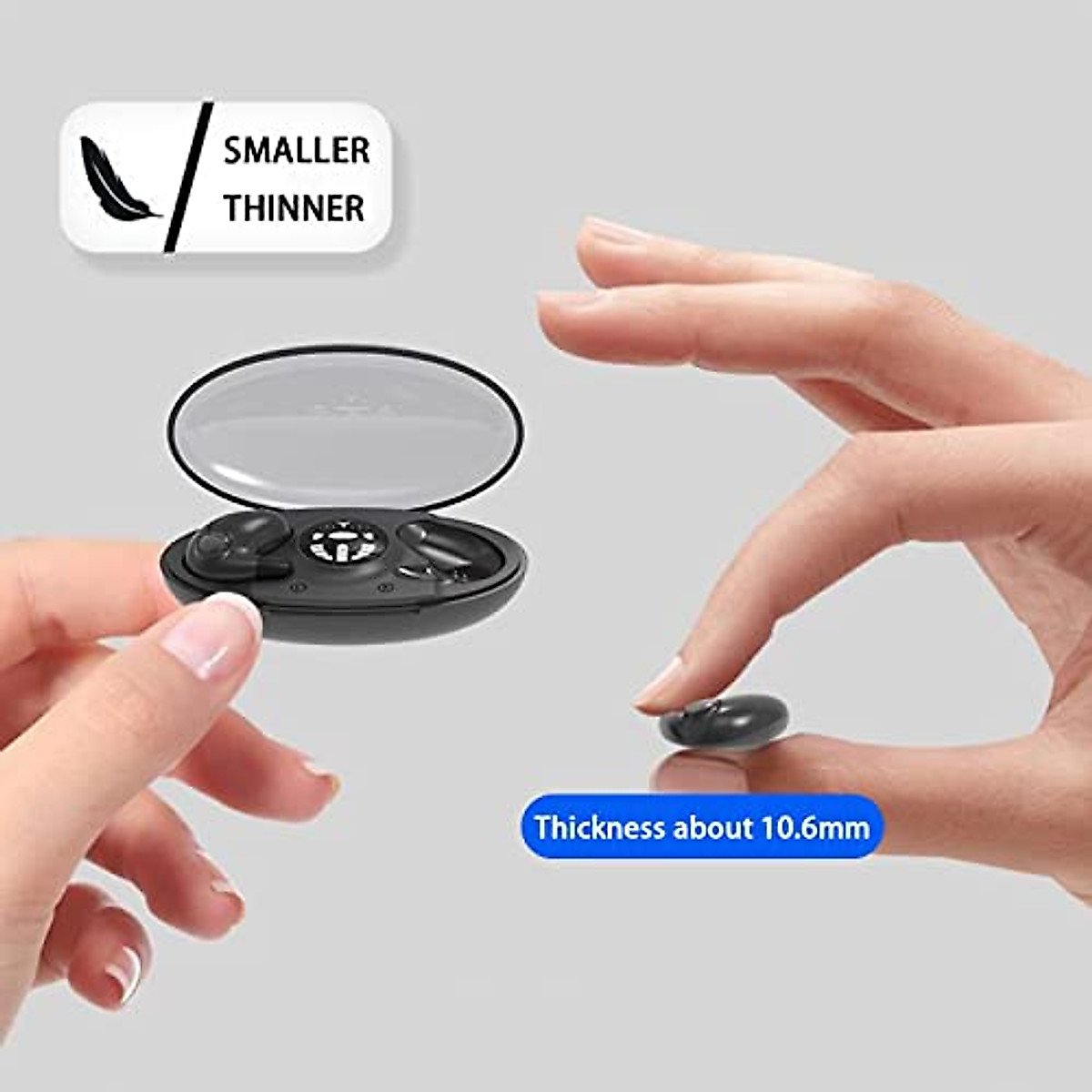 JIFOVER Invisible Sleep Wireless Earphone Ipx5 Waterproof,Double Noise Cancelling,True Wireless Invisible Earbuds Sense-Free to Wear Bluetooth 5.3,2023 New Sleep Earbuds Invisible (Black)