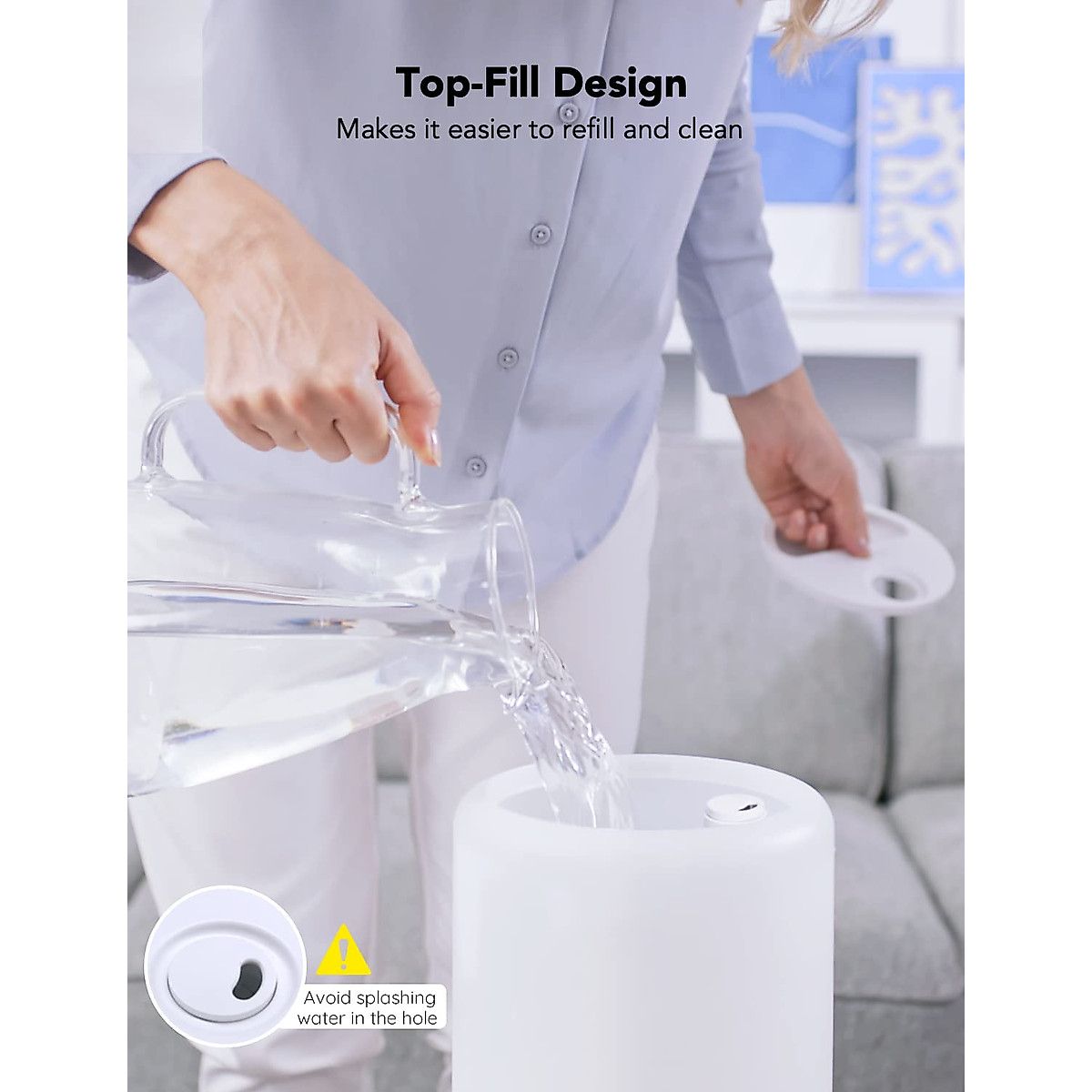 Govee Smart WiFi Humidifiers for Bedroom, Top Fill Cool Mist Humidifiers for Baby and Plants, Work with Alexa, Auto Humidity Adjustment, 24 dB Super Quiet, Essential Oil Diffuser, 24H Timer, 3L