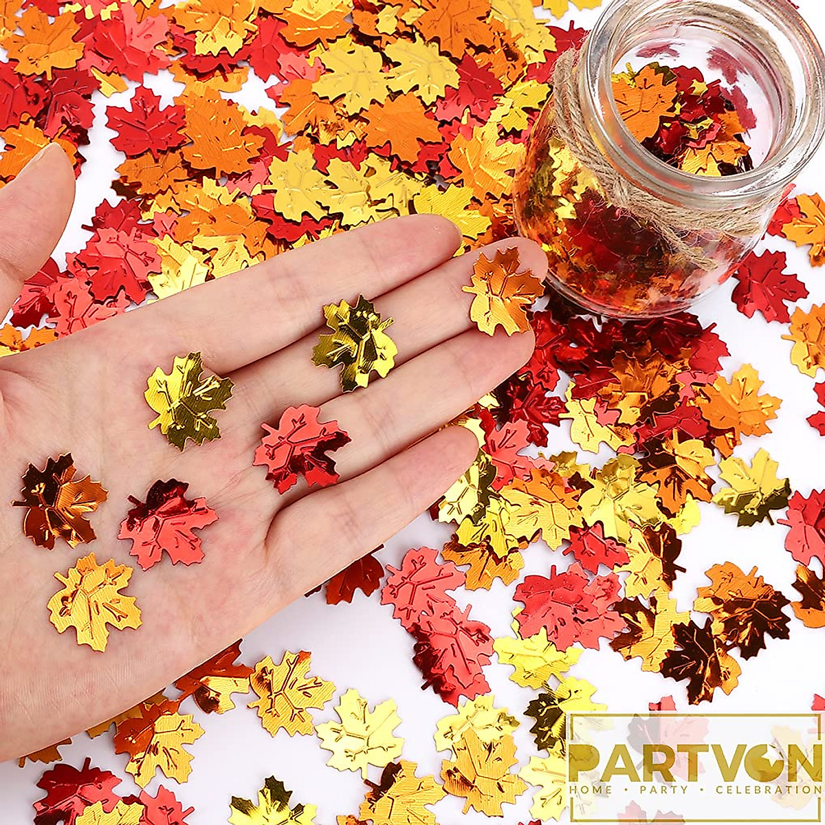 Fall Decor Party Table Scatter Confetti - Thanksgiving Day Maple Leaves Foil Metallic Sequins Confetti Autumn Fall Wedding Baby Shower Party Sprinkles Confetti Decorations