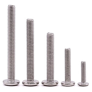 M5 x 8mm (50 PCS) Round Phillips Drive Head Binding Screws, Machine Screws, 304 Stainless Steel 18-8, Full Thread, Furniture Screws Connector Bolts