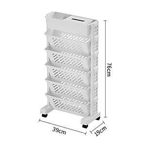 5/6 Tier Mobile Bookshelf, Large Capacity Rolling Cart Storage, Multifunctional File Organizer Cart, Utility Cart on Wheels for Groceries