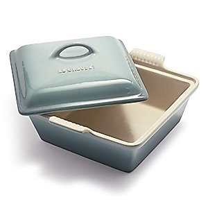 Le Creuset Stoneware Heritage Covered Square Casserole, 9-Inch, Sea Salt