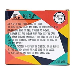 TMD Retail Turnt Up Trivia Card Games for Adults - Call Bell Card Games for Adults - Trivia Games for Family - Friends Trivia for Bachelor, Birthday Parties - Trivia Game with 1.5 Oz Shot Glass 44 Ml