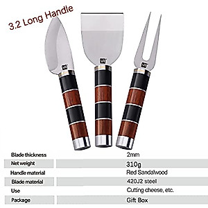 yq 3 Pieces Cheese Knives Set for Charcuterie Boards,Colorful Wooden Handle Cheese Knife Set for Soft Hard Cheeses,Parmesan Knife Cheese Cutter Serving Fork,Gift Box