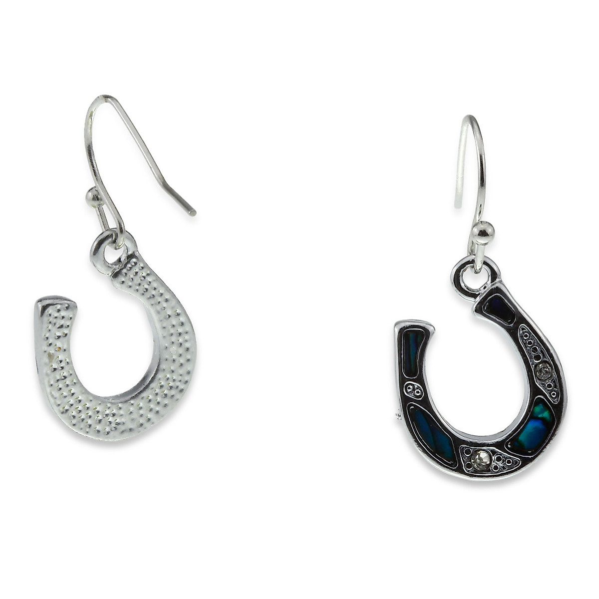 Horseshoe Earrings | Brilliant Natural Abalone | Hypoallergenic Silver & Green Paua Shell | Turquoise Color