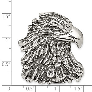 Sterling Silver Antiqued Eagle Head Pendant 39mm 33mm style QC4083