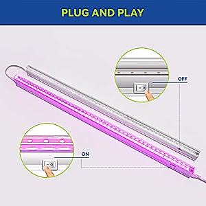 Monios-L [6-Pack] LED Grow Light Strips for Plants 2FT, 60W (6 x 10W) t5 High Output Integrated Fixture Extendable 24 Inches Grow Lights for Greenhouse, Plant Grow Shelf, Easy Installation