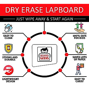 Board Geeks 6 Premium Small Dry Erase Board 9"x12"- Portable Dry Erase Lap Board, Handheld Whiteboard- White Boards for Students - Small Whiteboard | Double Sided Erasable White Boards Dry Erase- 6 Pk