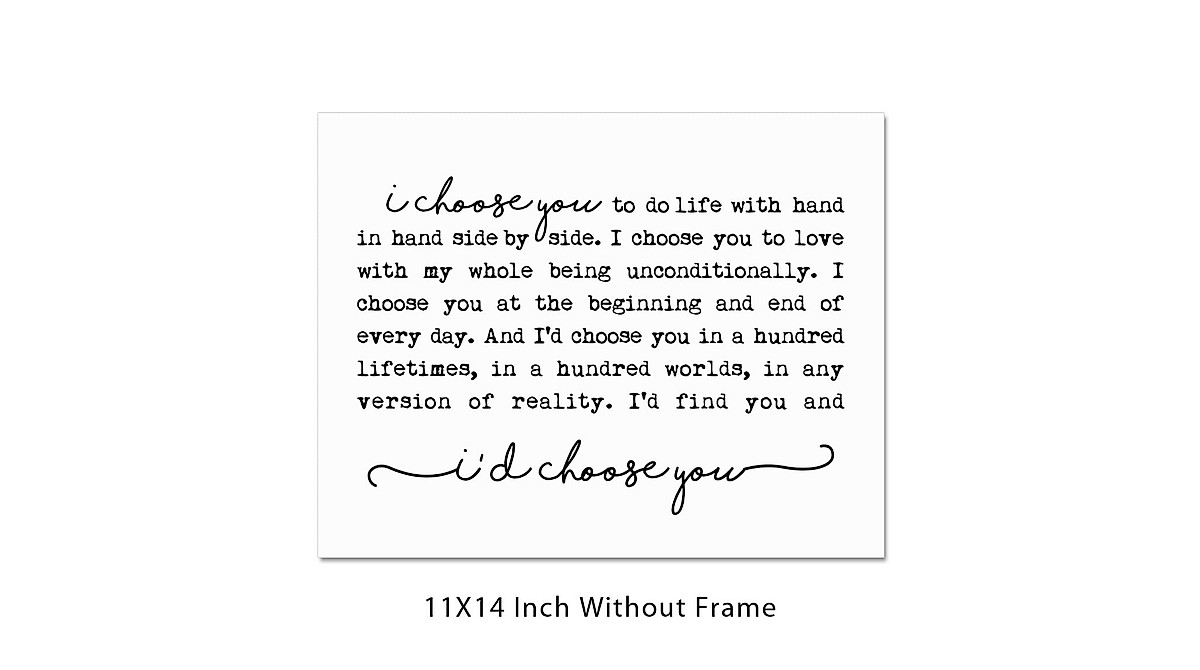 Romantic Bed Sign - 'I Choose You' Wedding Gift & Bedroom Decor