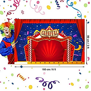 Big Circus Theme Party Decorations Carnival Circus Tent Backdrop Party Decorations Carnival Banner for Kids Birthday Party Decorations Supplies, 6 x 3 ft