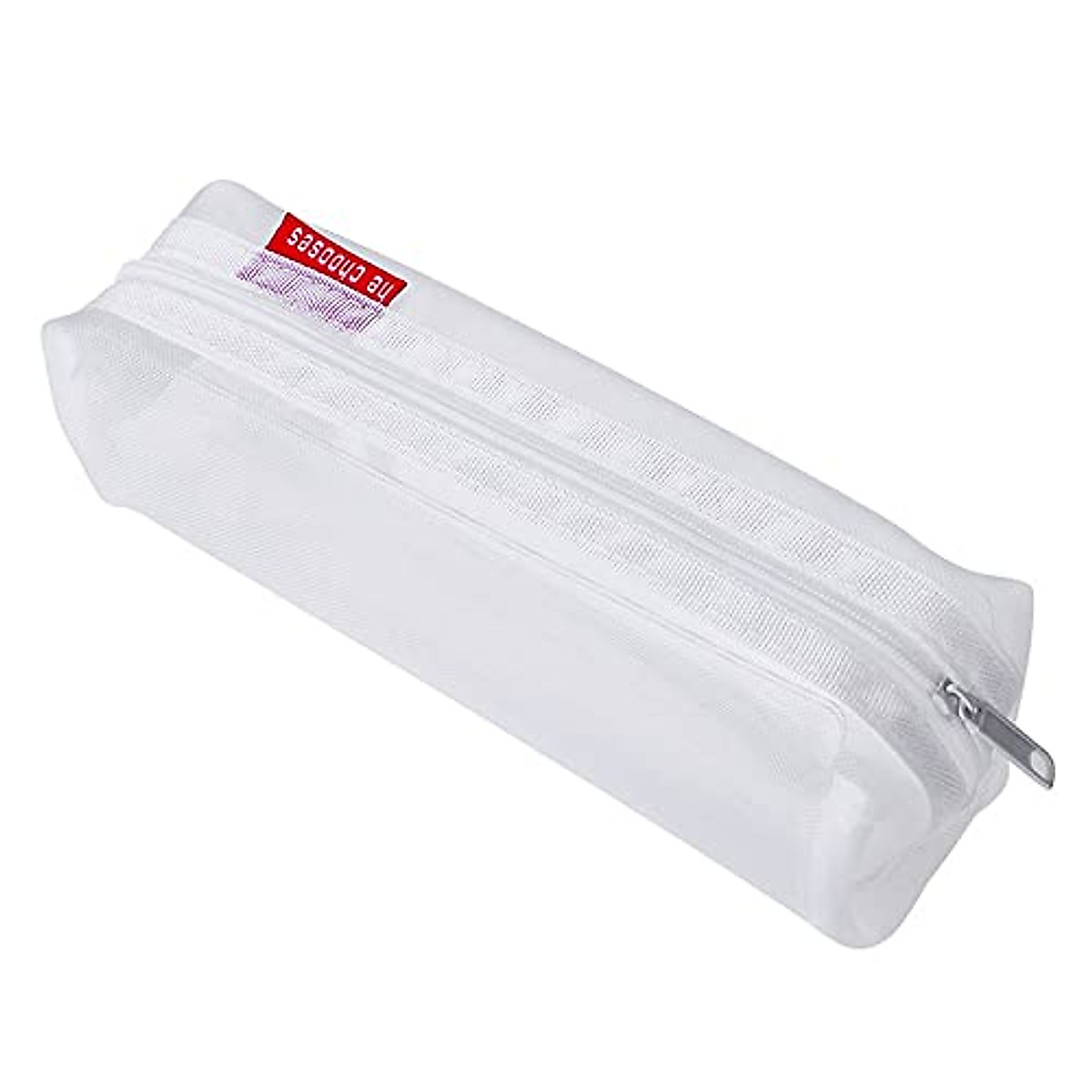 Clear Pencil Bag Big Storage Mesh Bag Nylon Pencil Bag Transparent Pencil Case Clear Pencil Case for Exam School Office,White (Type A)