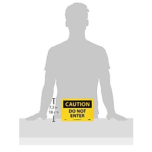 NMC C135R OSHA Sign, Legend "CAUTION - DO NOT ENTER", 10" Length x 7" Height, Rigid Plastic, Black on Yellow