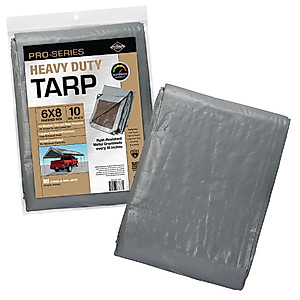 6x8 Heavy Duty Tarp, 10 Mil Thick, Waterproof, High Durability, Tear & Fade Resistant, UV Treated, Grommets Every 18 Inches (6' x '8' Feet)