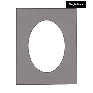 16x22 Mat Bevel Cut for 12x20 Photos - Precut Charcoal Oval Shaped Photo Mat Board Opening - Acid Free Matte to Protect Your Pictures - Bevel Cut for Family Photos, Pack of 1 Matboard Show Kit With
