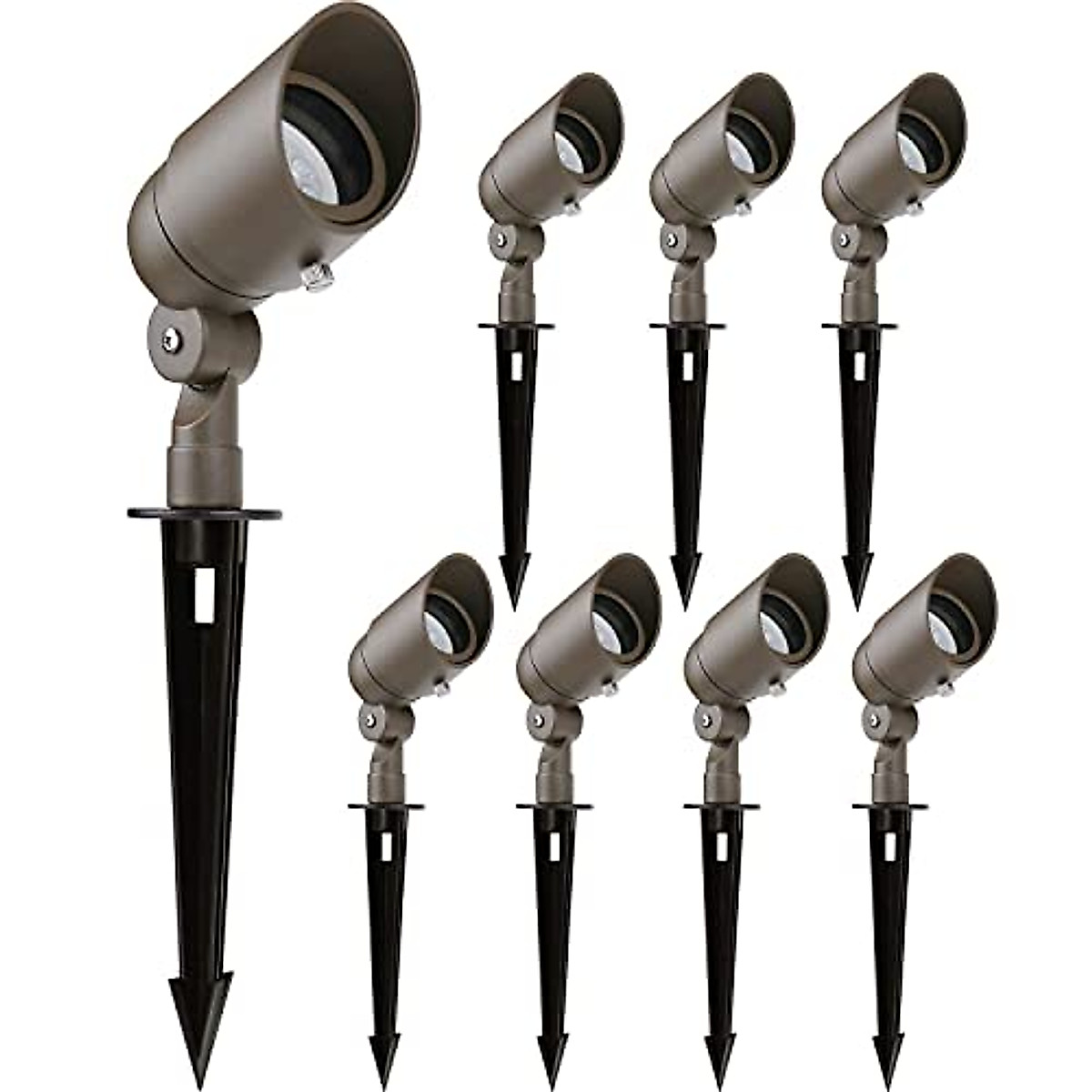 4W LED Landscape Lighting Landscape Lights Spotlights GL103-BZLED8 AC/DC 12V Low Voltage Warm White Waterproof for Driveway,Yard, Lawn,Patio,Walls,Trees,Flags,Outdoor Light (Bronze, 8 Pack)