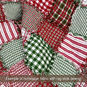 40+ Merry Christmas Charm Pack Red Green White, 5 inch Precut Cotton Homespun Fabric Squares by JCS