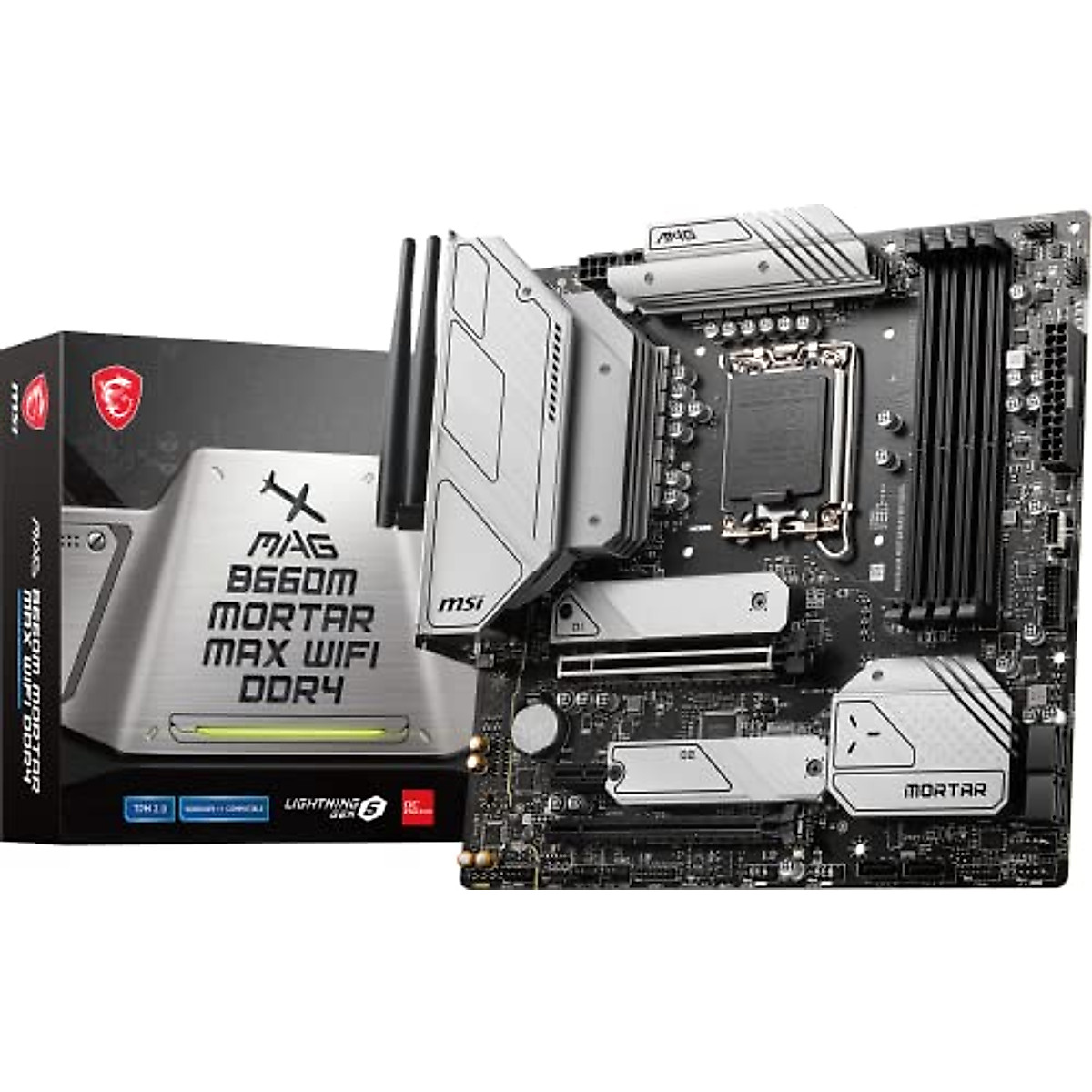 MSI MAG B660M Mortar MAX WiFi DDR4 Gaming Motherboard (mATX, 12th/13th Gen Intel Core, LGA 1700 Socket, DDR4, PCIe 4, 2.5G LAN, M.2 Slots, Wi-Fi 6E)