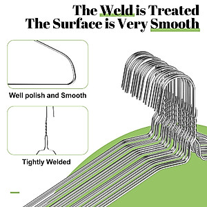 Wire Hangers 100 Pack, Metal Hangers for Clothes 16 Inch, Wire Metal Coat Hangers Space Saving, Slim Bulk Wire Hangers Non-Slip for Standard Size Coat, Suits, Shirts, Pants, Skirts- Silver