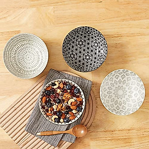 Signature Housewares Pad Print Set of 4 Assorted Bowls 6", 28oz, PP Gray