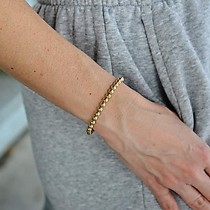 Anela 14kt Gold Filled Bracelet, 5mm Beads, Stretch and Stackable, Hand Made in USA