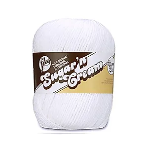 Lily 10201818001 Sugar 'N Cream Super Size Solid Yarn, 4oz, Gauge 4 Medium, 100% Cotton - White - Machine Wash & Dry Big Ball