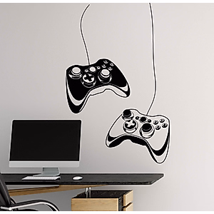 Wall Decal Gamer Gaming Joystick Vinyl Art Kids Room Large Decor z4909 (28 in X 43 in)
