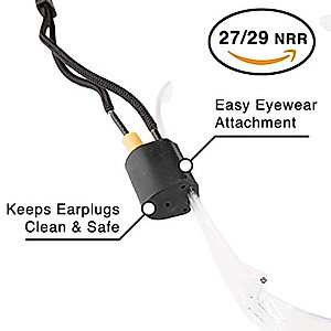 Earplugs That Attach to Safety Glasses | Safety Wear | Hearing Protection with Plug Storage Case for Eyewear and Sunglasses | 27/29 NRR