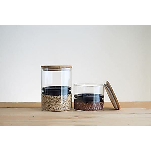 AirScape Glass Storage Canister - Set of 2 - Patented Airtight Lid Removes Excess Air & Preserves Food Freshness, Glass Container with Bamboo Lid (Small & Medium)