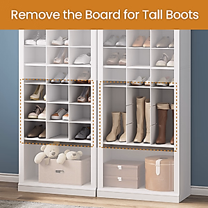 Hzuaneri 11-Tier Shoe Storage Cabinet, Free Standing Closet Organizers and Storage with 31 Open Cubbie, Space Saving Shoe Rack for Entryway, Bedroom, White 02001BSR