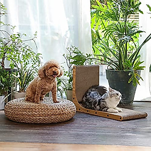 FUKUMARU Cat Scratcher, 26.8 Inch L Shape Cat Scratch Pad Wall Mounted, Cat Scratching Cardboard with Ball Toy for Indoor Cats, Large Size