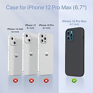 Miracase Compatible with iPhone 12 Pro Max Case 6.7 inch [Soft Anti-Scratch Microfiber Lining], Liquid Silicone Case Gel Rubber Full Body Protection Shockproof Drop Protection Case(Black)