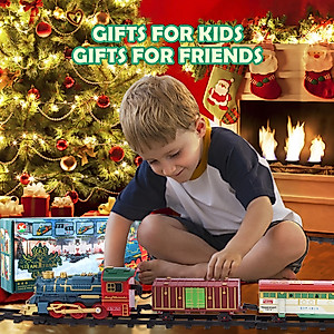 Electric Train Set Toys - Rechargeable Toy Train for Kids with Sprays, Sounds, Lights, Tracks, Train Cars, and Silent Mode - Toddlers Model Birthday Gifts and Train Set for 3 4 5 6 7 8+ Year Old Kids