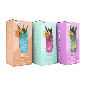 NPW-USA Happy Hour Tiki Cocktail Glass, Blue Medium