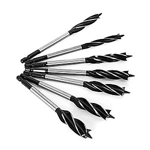 Baorder 6Pcs Auger Drill Bits,High-Carbon Steel Four Slot Wood Drill Bit Set for DIY Woodworking Hole Opening Drilling Tools (14mm, 16mm, 18mm, 20mm, 22mm, 25mm)