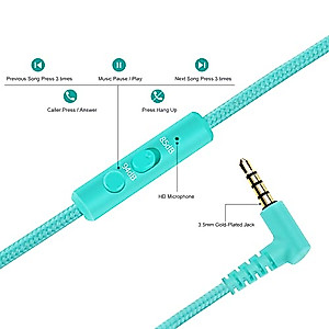 LORELEI X2 On-Ear Kids Headphones with Microphone, Lightweight Folding Stereo Bass Headphones with 1.5m Cord, Portable Wired Headphones for School Trip Airplane(Mint)