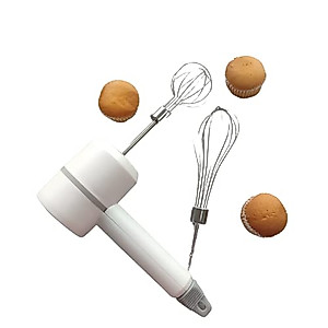 Good Dee's Portable Electric Cordless Handheld Mixer, 3-Speed Adjustable Lightweight USB Rechargeable Hand Mixer Stainless Steel (White)